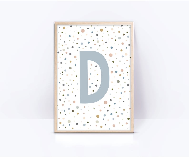 LETTER D printable wall art D Name Initial Nursery decor | Etsy