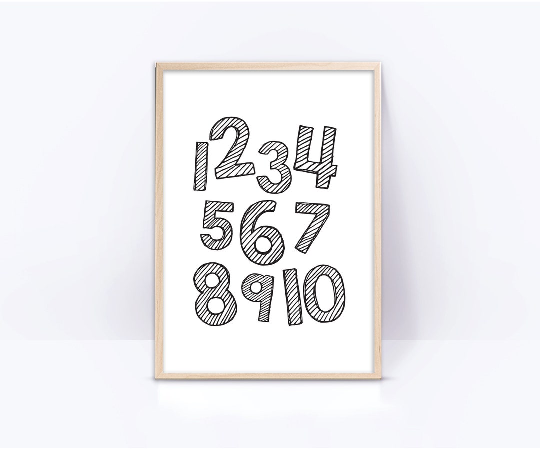 Numbers Printable Wall Art, Numbers 1-10 Print, Black and White ...