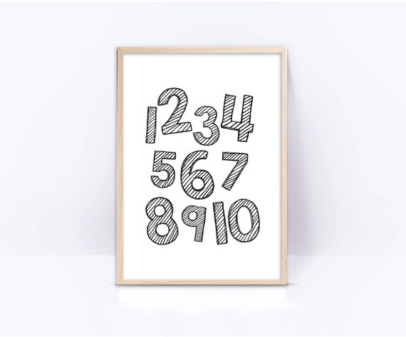 Numbers Printable Wall Art Numbers 1-10 Print Black and - Etsy