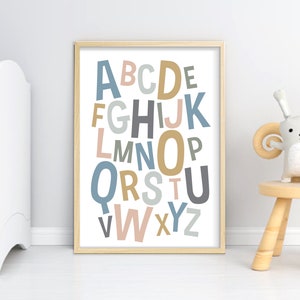 Neutral Gender Alphabet Print, Wall Art Printable, Playroom Print ...