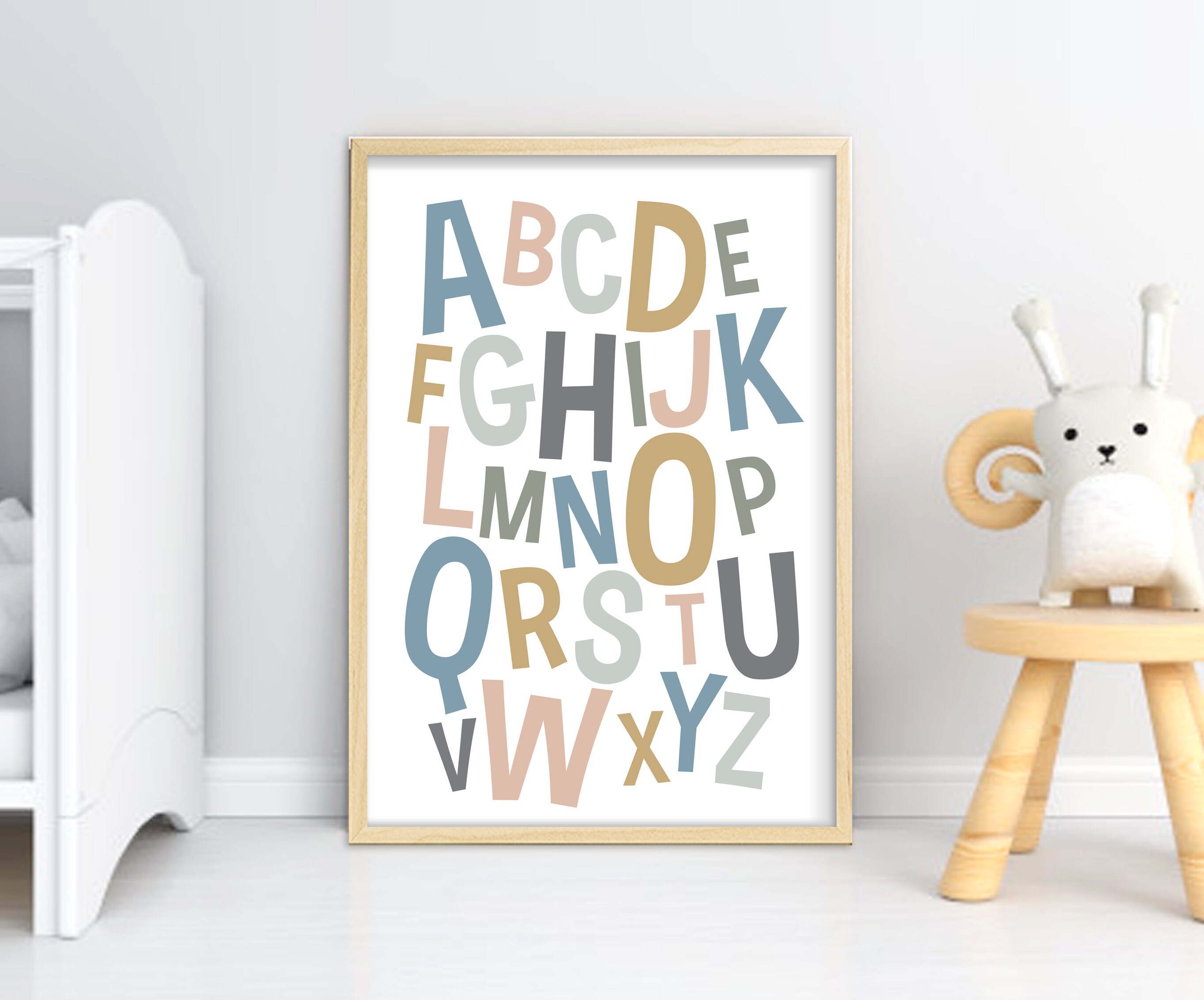 Neutral Gender Alphabet Print, Wall Art Printable, Playroom Print ...