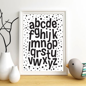 Alphabet Letters Printable Poster, Black and White Printable Wall Art ...