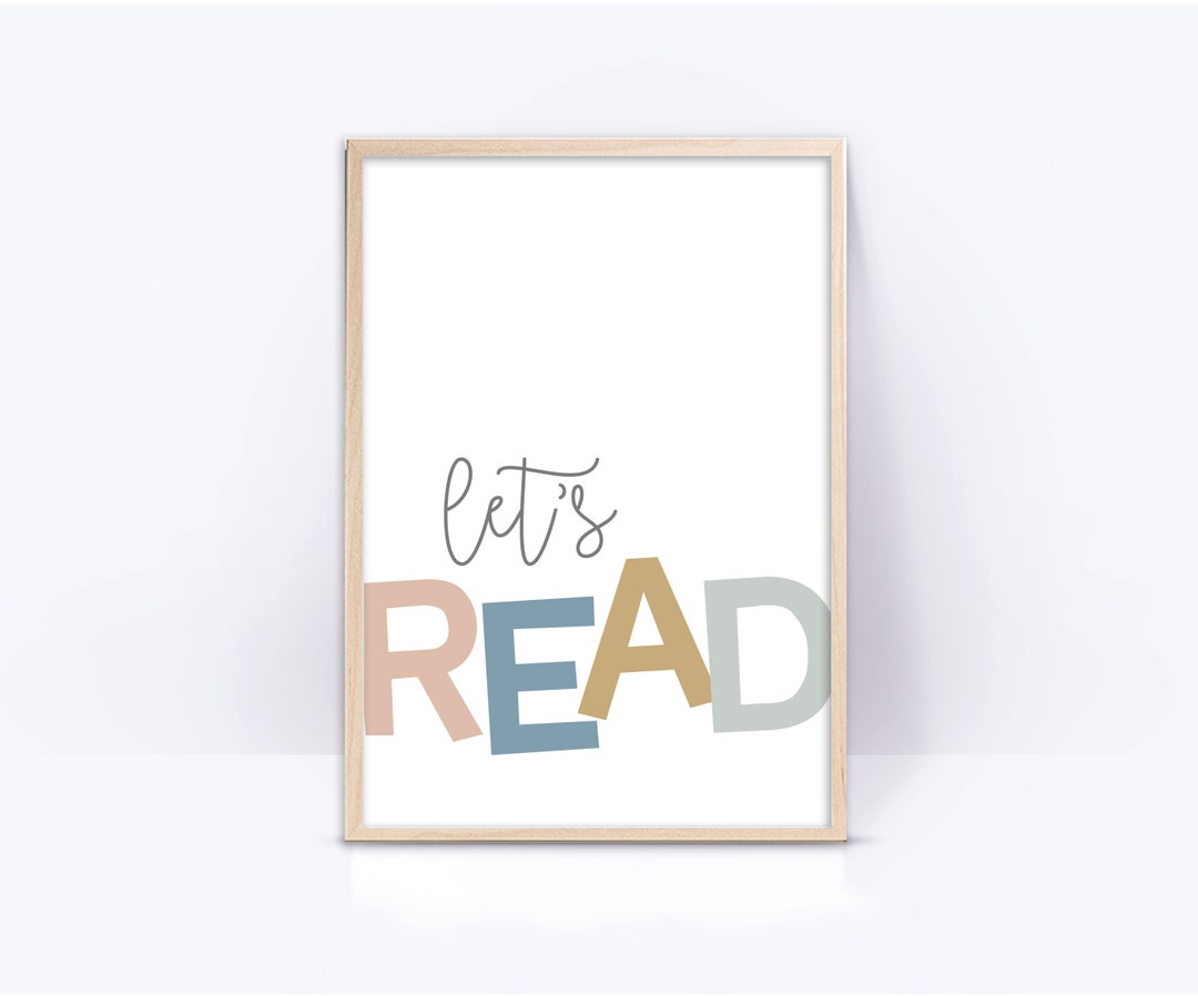 Let's Read Printable, Playroom Wall Art, Kids Room Decor, Children ...