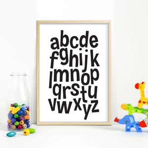 Printable Wall Art, Black and White, ABC Poster, Alphabet Print ...