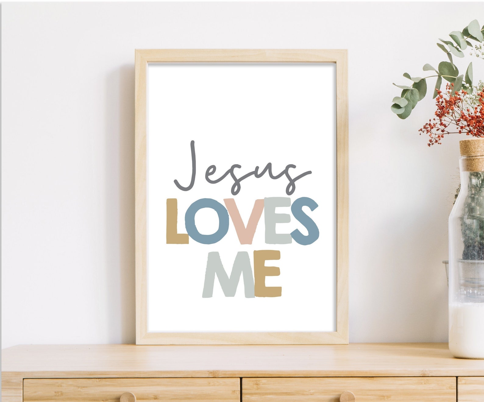 Jesus Loves Me, Christian Nursery, Printable Wall Art, Playroom Quote ...