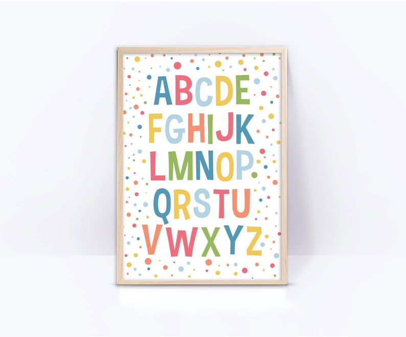 Set of 6 Playroom Kids Posters, Colorful Printable Wall Art, Alphabet ...