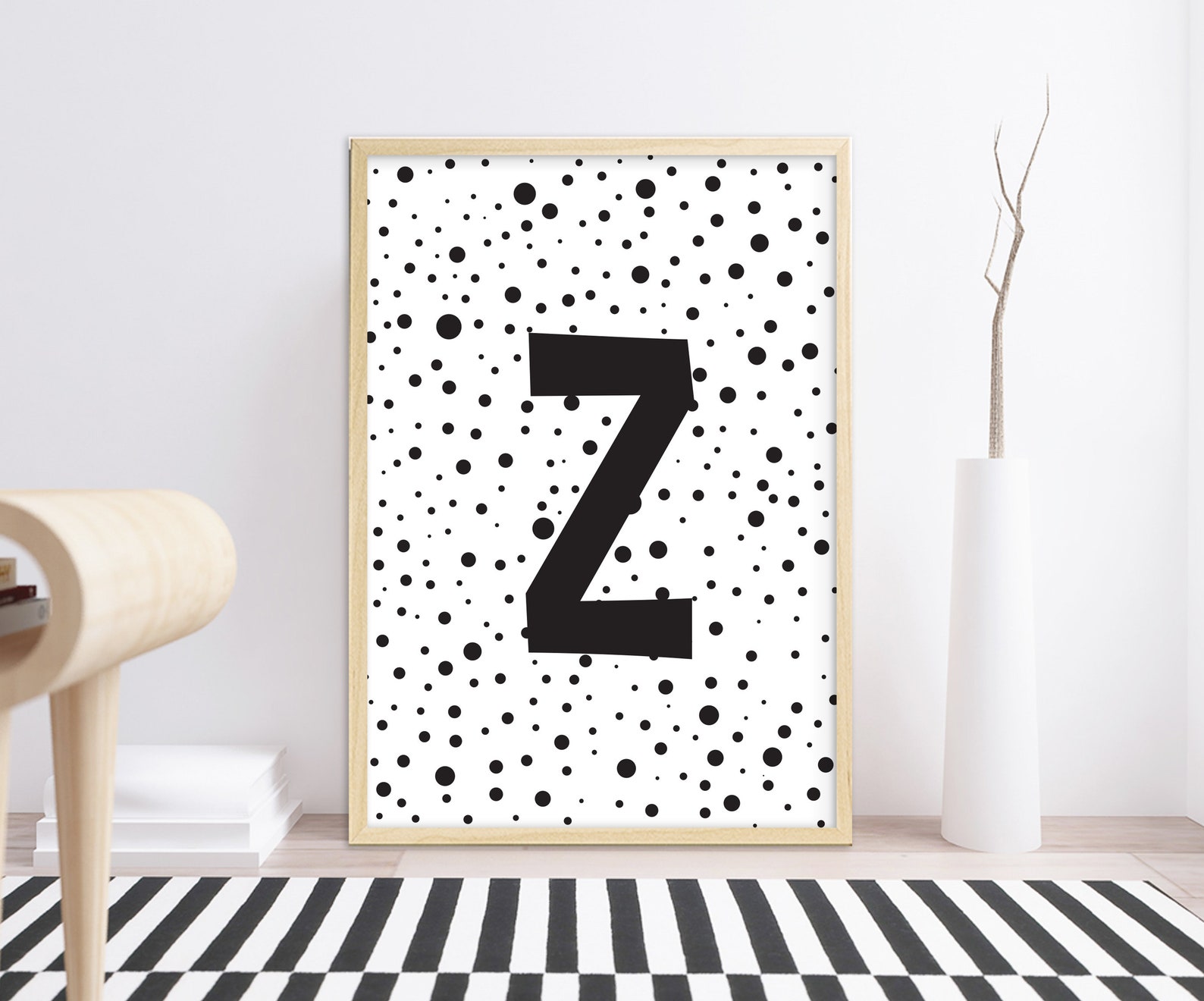 Letter Z Monogram Sign Monochrome Name Initial Sign Black - Etsy