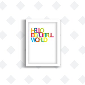 Hello Beautiful World Printable Wall Art, Playroom Typography Poster ...