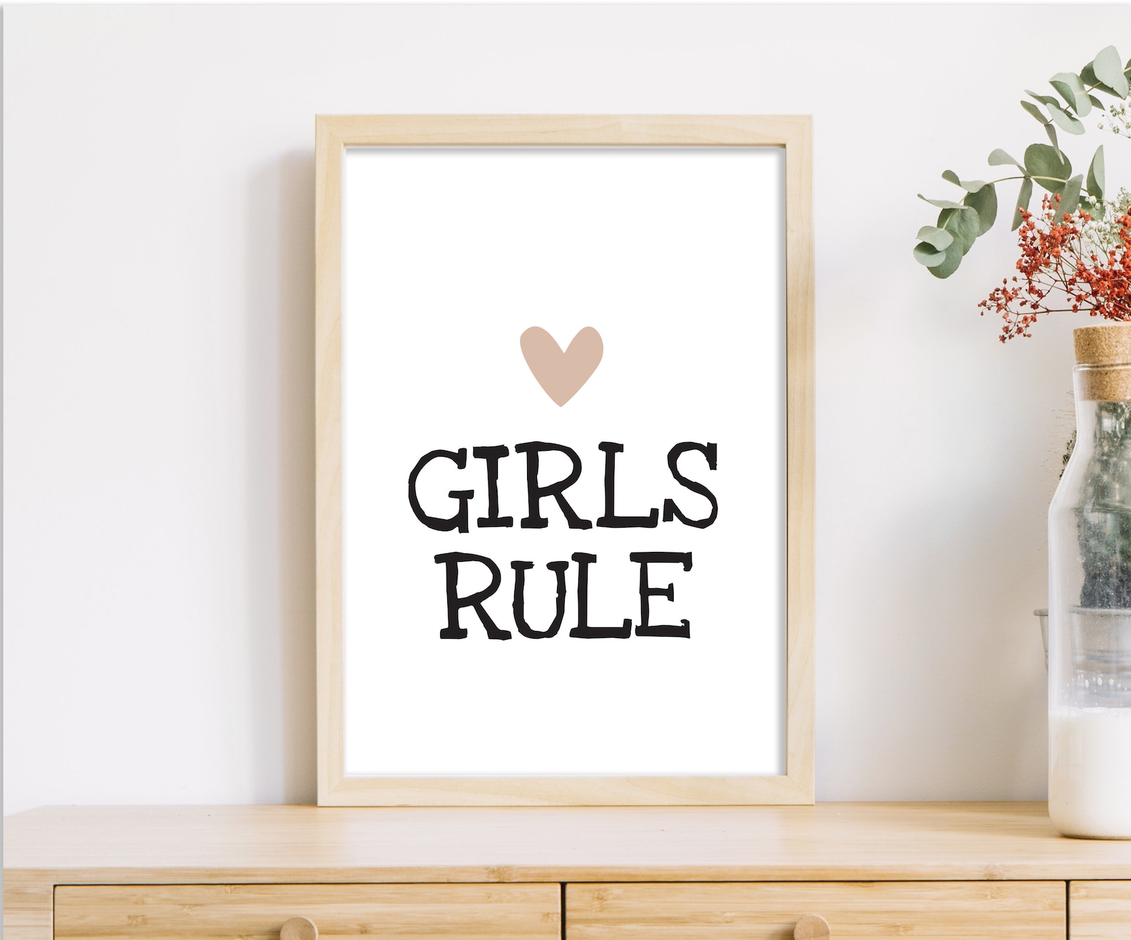 Printable Wall Art, Set of 4, Girls Room Decor, Rainbow, Heart, Girls ...