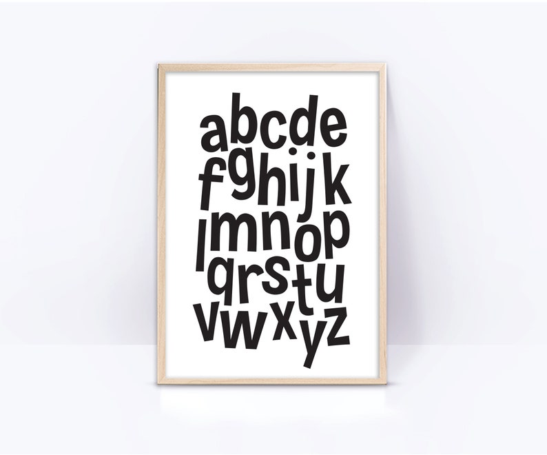 Printable Wall Art Black and White ABC Poster Alphabet - Etsy