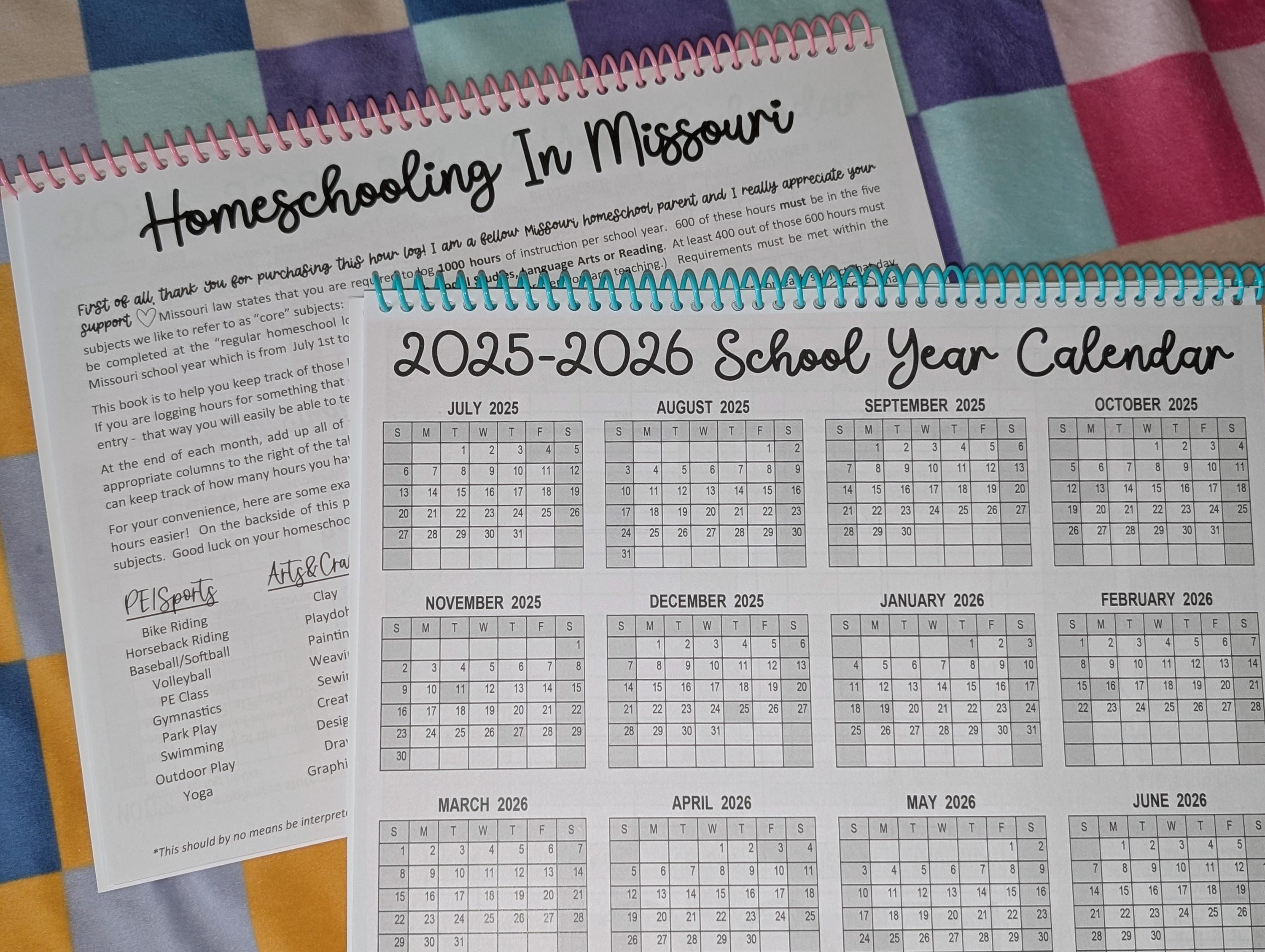 DIGITAL ONLY - 2025-2026 Simple Homeschool Hour Log Book (missouri) - Etsy