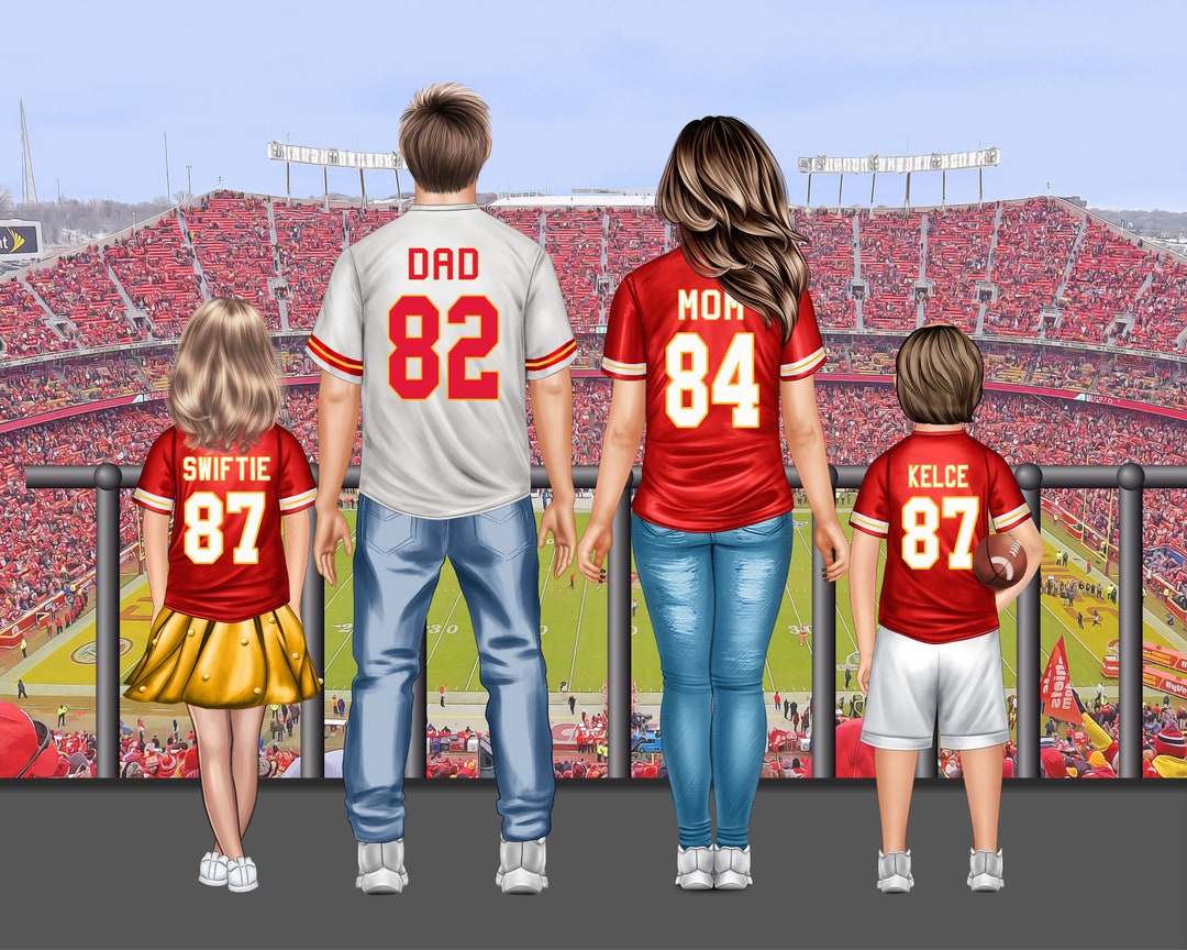 Football Family Portrait // 8x10 Customized Family Drawing From Behind ...