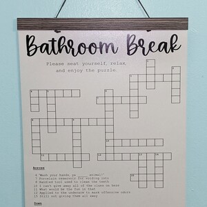 Funny Bathroom Entertainment Puzzle Sign / Bathroom Games / Bathroom ...