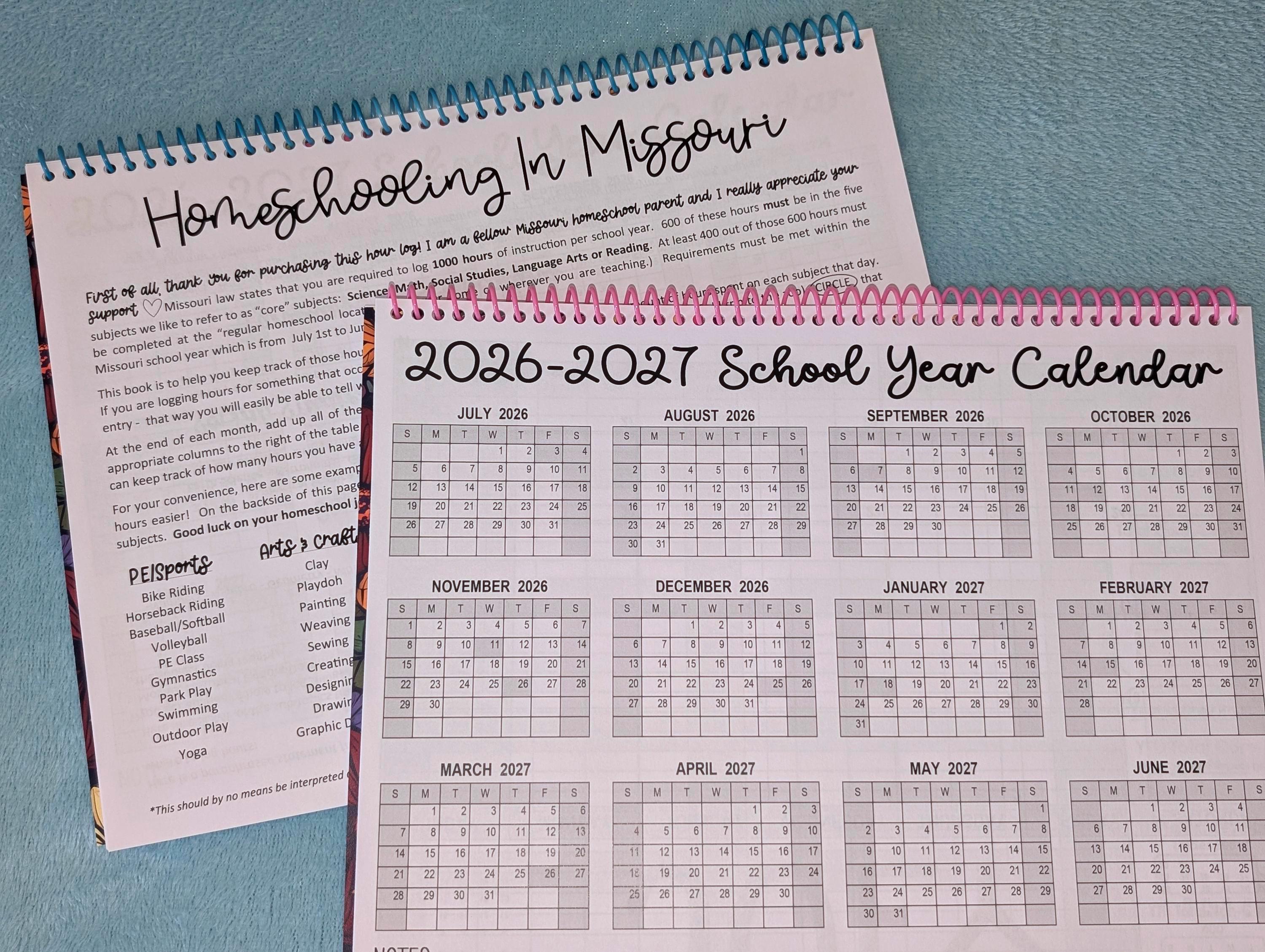 2026-2027 Simple Homeschool Hour Log Book (missouri) | Home Sweet ...