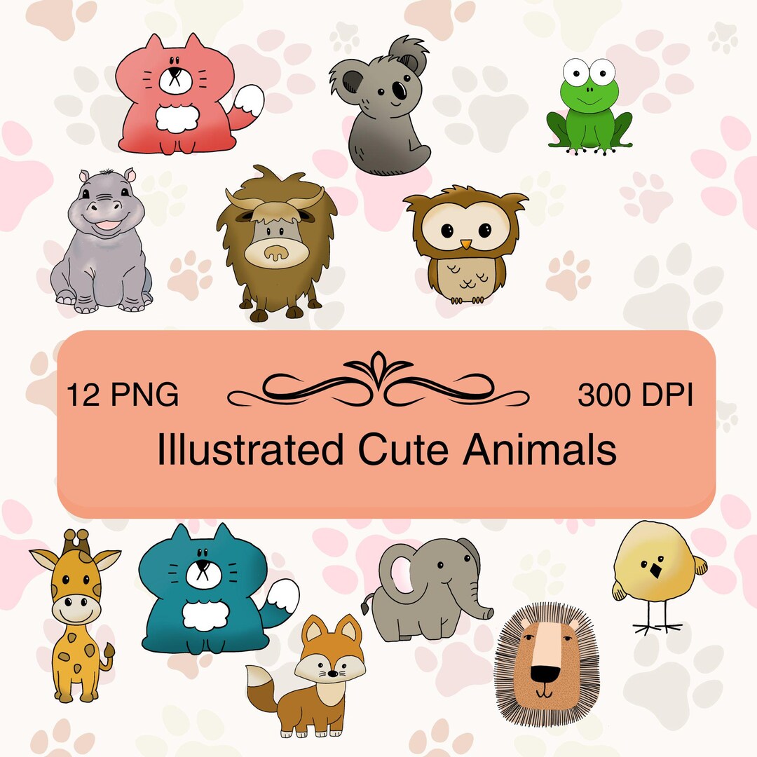 Baby Animal Clip Art Bundle: High-resolution PNG Images (digital ...