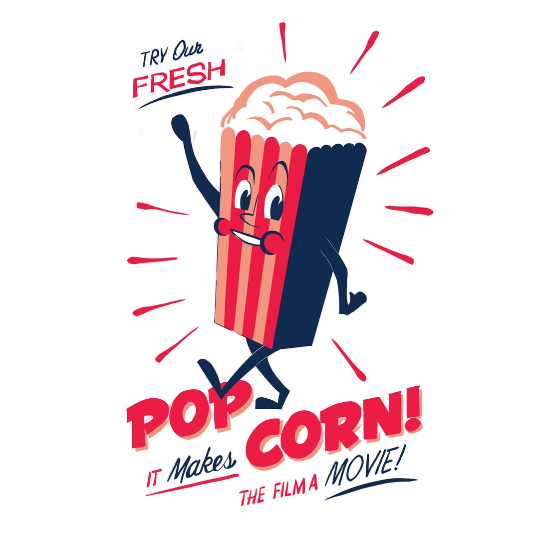 Dancing Popcorn Retro Png Digital Download for Multiple Print Projects ...
