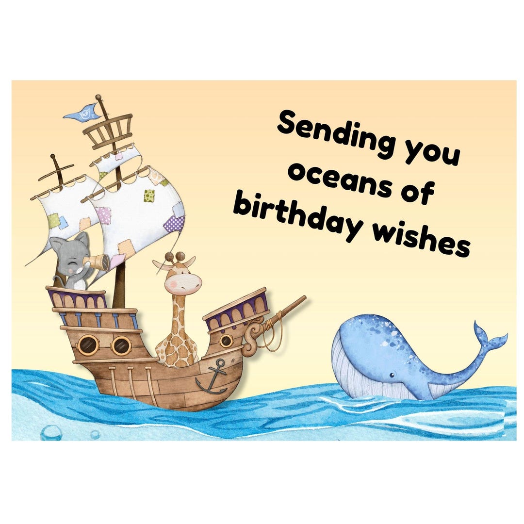 Instant Download Ocean-themed Birthday Card. 5x7 With an Envelope ...
