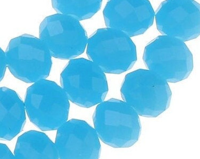 72+/- 8mm Turquoise Blue Crystals Beads 6x8mm OPAQUE AQUA Sky Rondelles ...