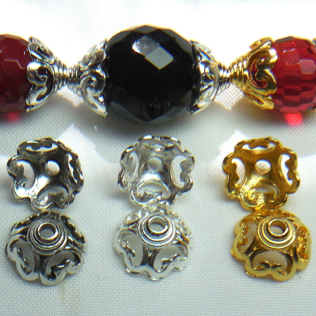 12mm* FILIGREE Bead Caps Silver/gold Metal Plated LARGE FITS 12mm+ (*11 ...