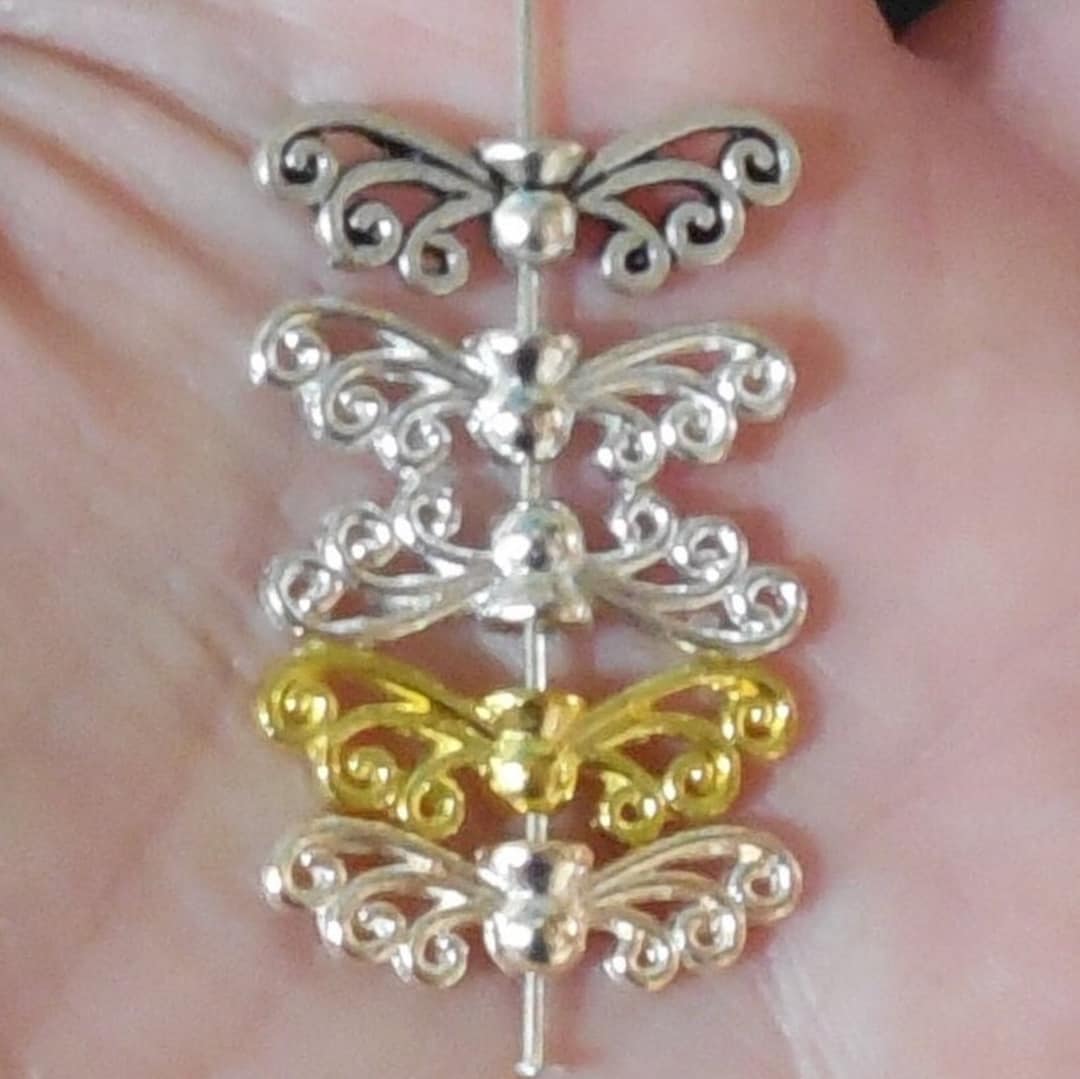 Wing Beads for Charms Silver/gold/rose Bright/antique FILIGREE 22x7mm ...