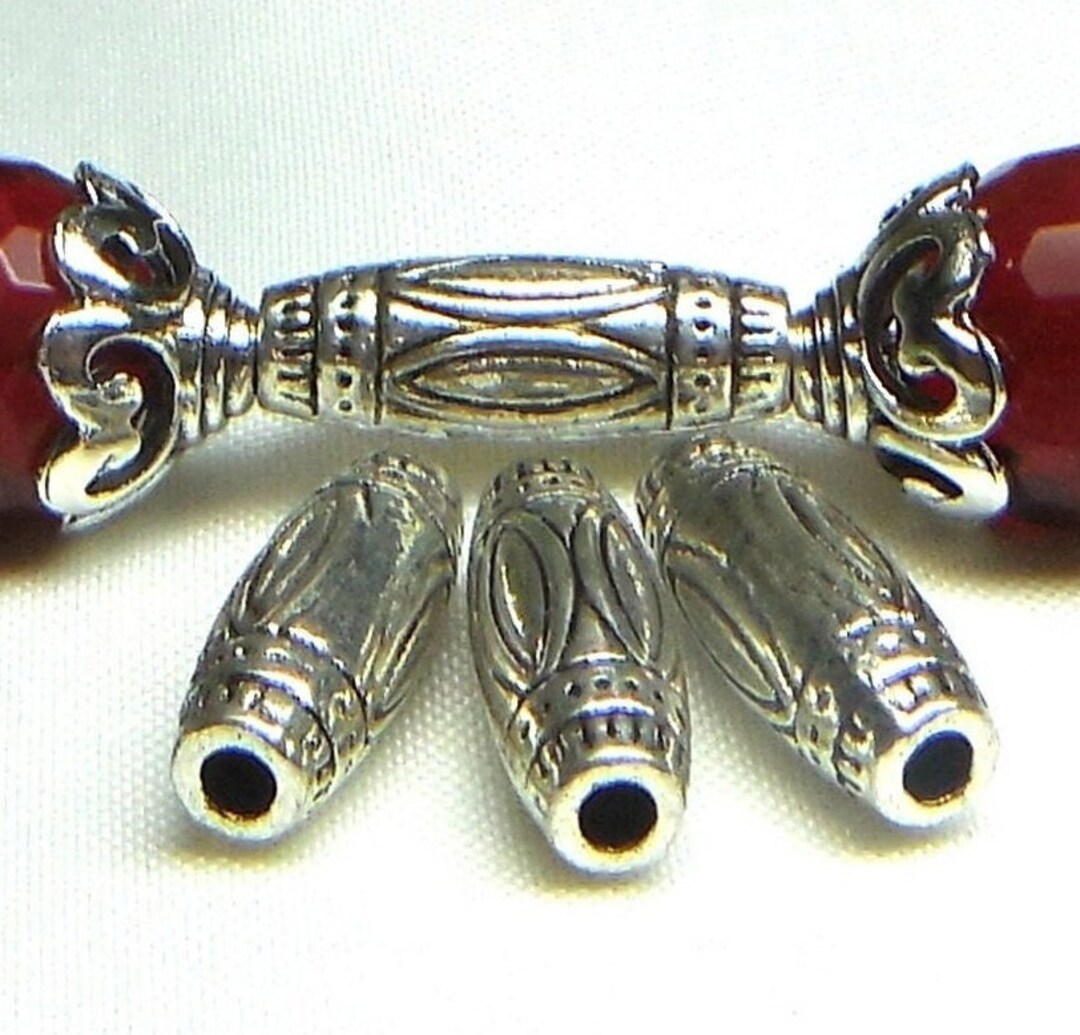 15+/- 17x6mm Antique Silver TUBE Beads Long Oval Rice Spacers 17mm ...