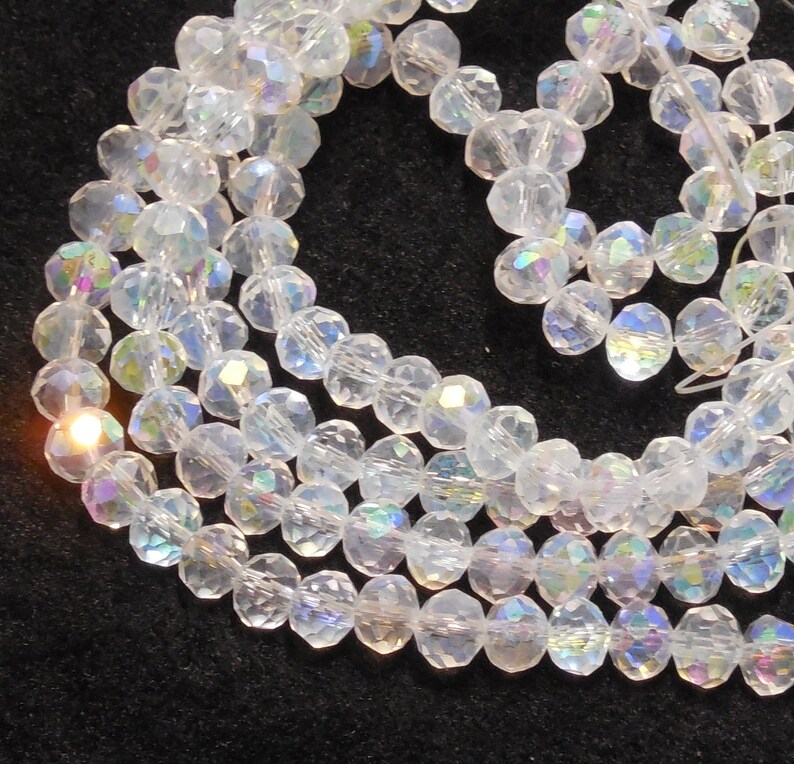 6mm Clear AB* Rondelle 4x6mm ETHCHED* RAINBOW Faceted Glass 6x4mm ...