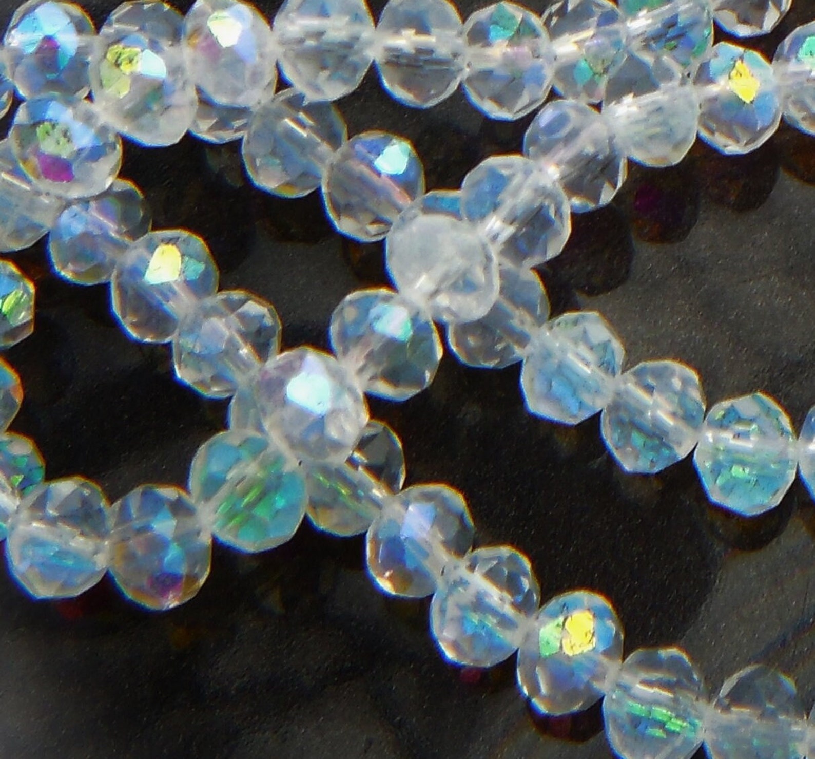 100/ 6mm Clear AB Crystals Beads 4x6mm Matte White Aurora - Etsy