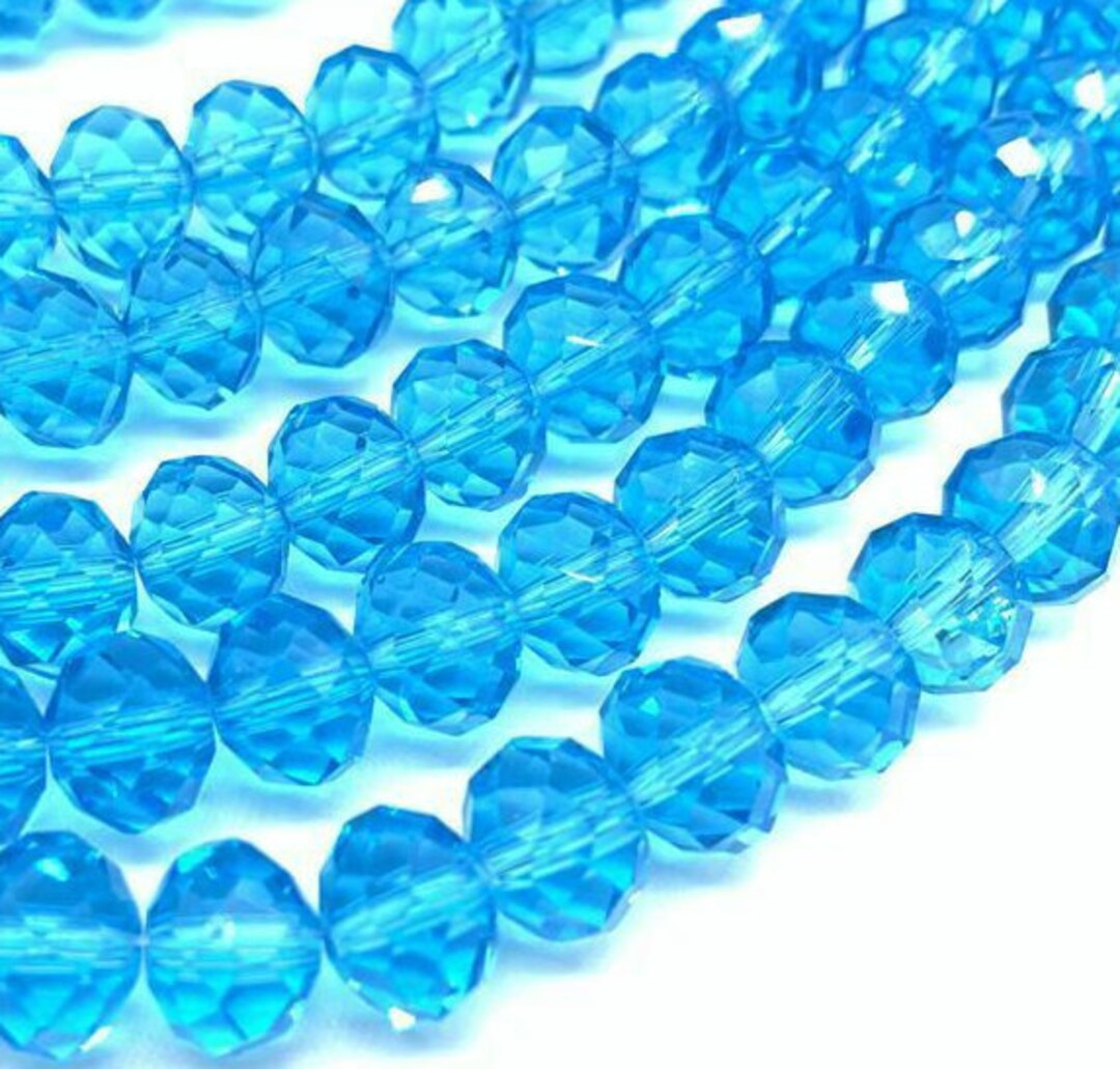 72pc** 10mm Turquoise Blue Crystal Beads 8x10mm AQUA SKY Rondelles ...