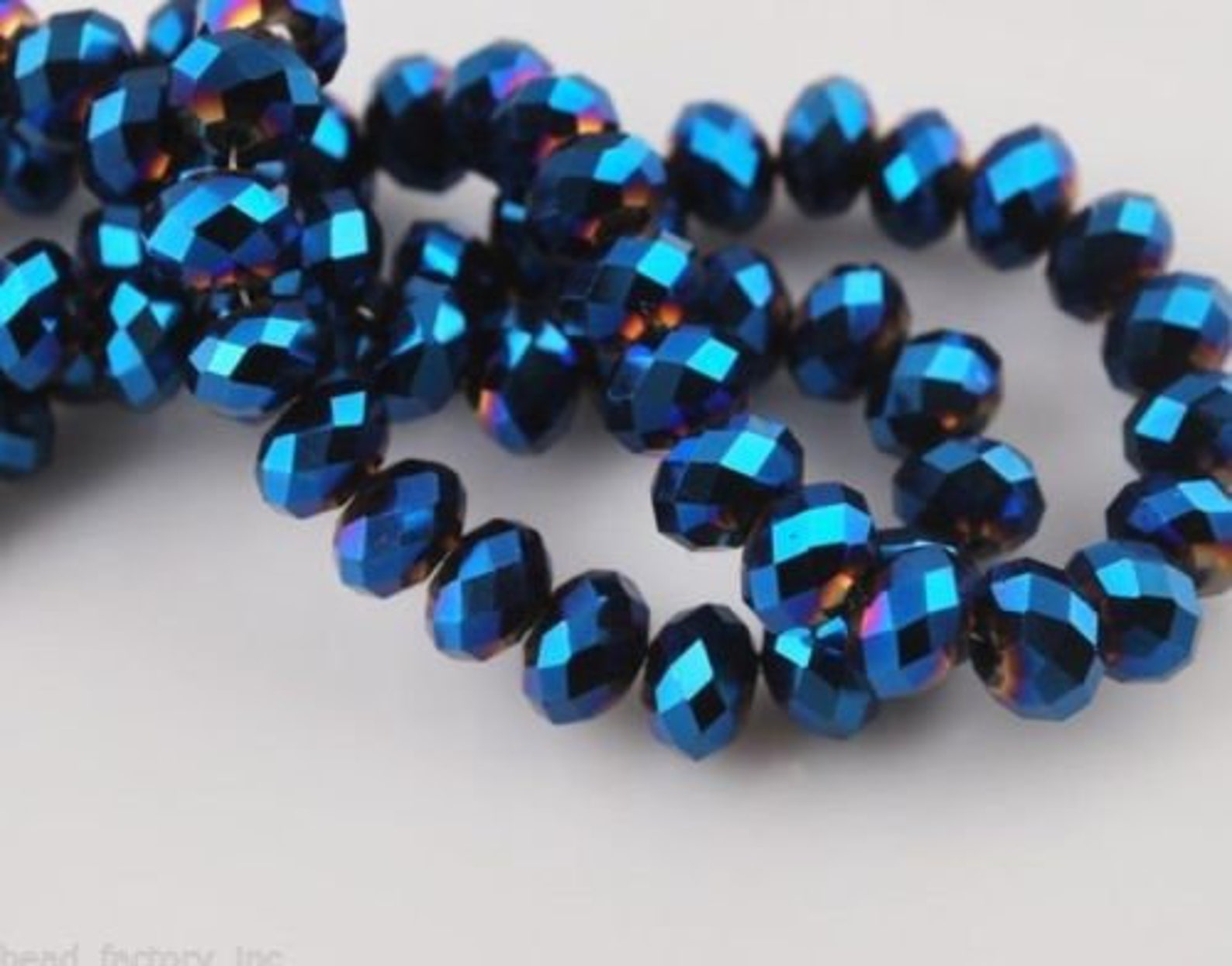 72/ 10mm DARK Blue Crystals Beads 10x8mm METALLIC Rondelles - Etsy