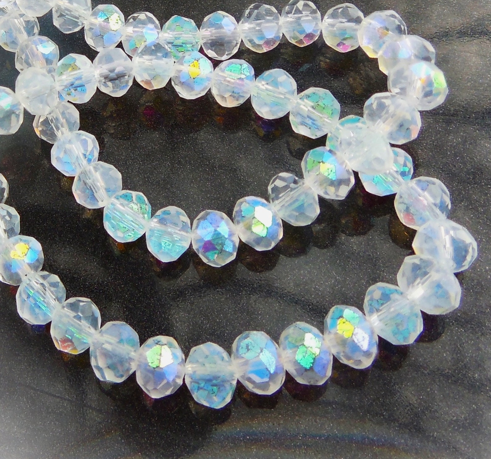 100/ 6mm Clear AB Crystals Beads 4x6mm Matte White Aurora - Etsy