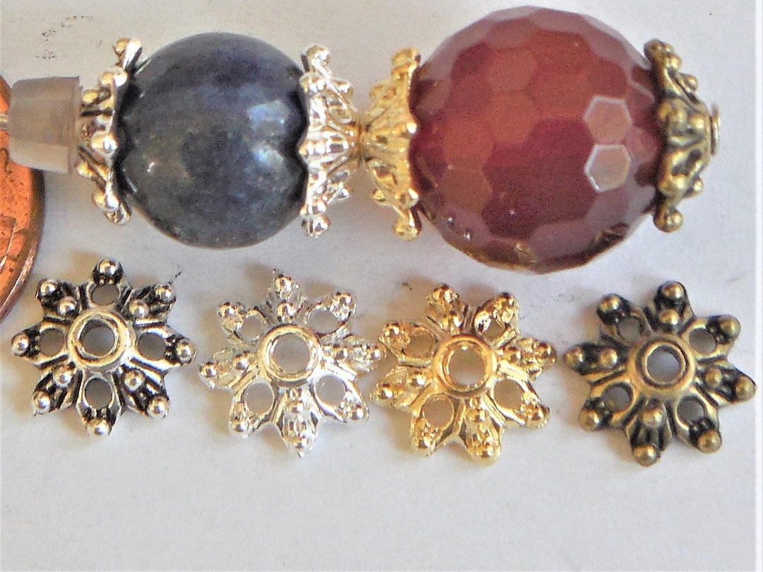 8mm* Bead Caps 8pt Star Flower Beadcaps Silver/gold/bronze/rose ...