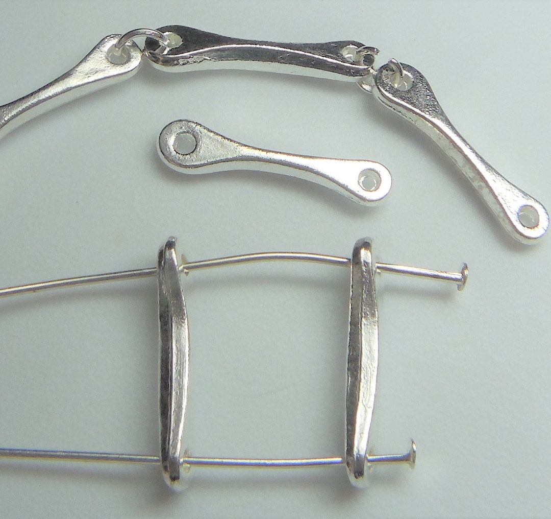 Silver Bar Connector 2 Hole Links Multi-strand 21x4mm Plated Diy ...