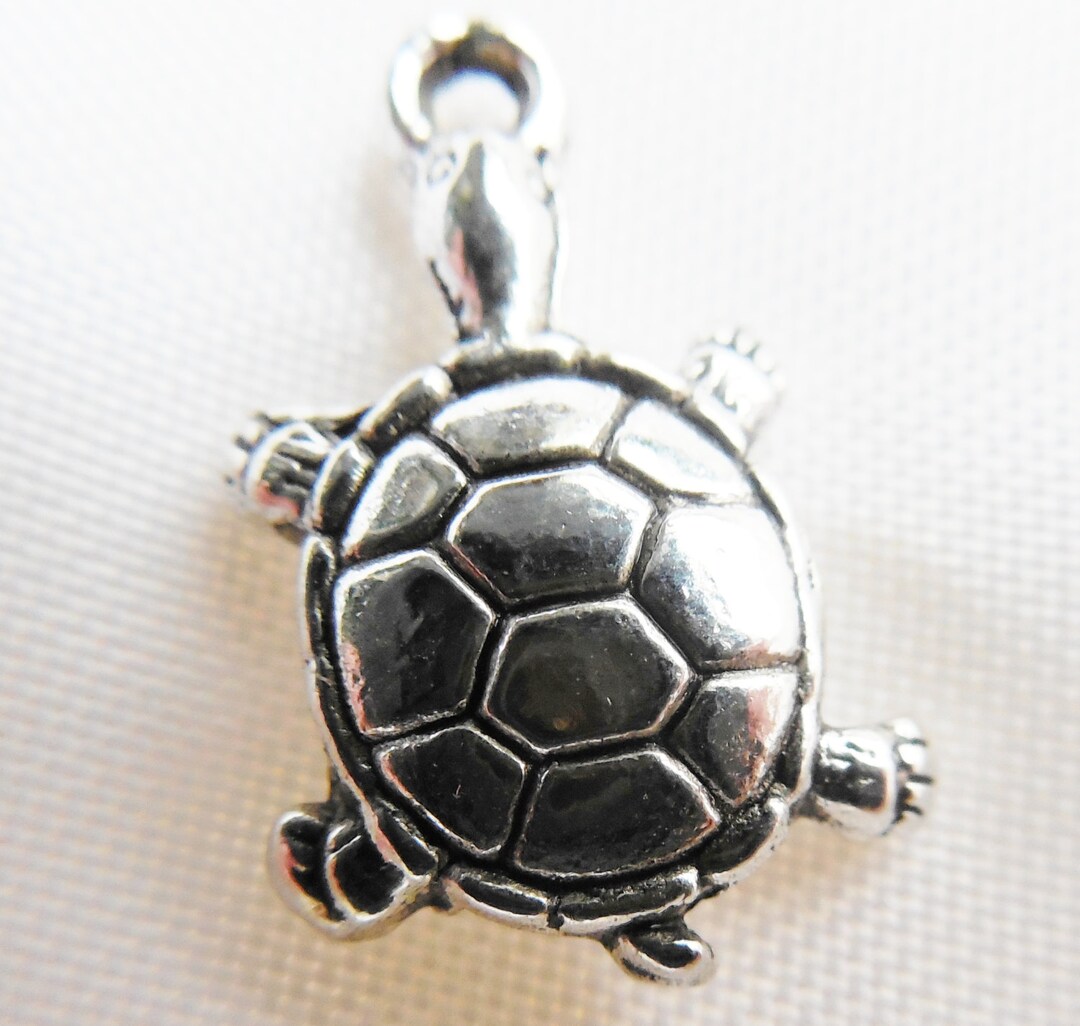 Silver Turtle Charms (30+pcs*) Antique Tibetan Style 3D 3/4" 11x18mm ...