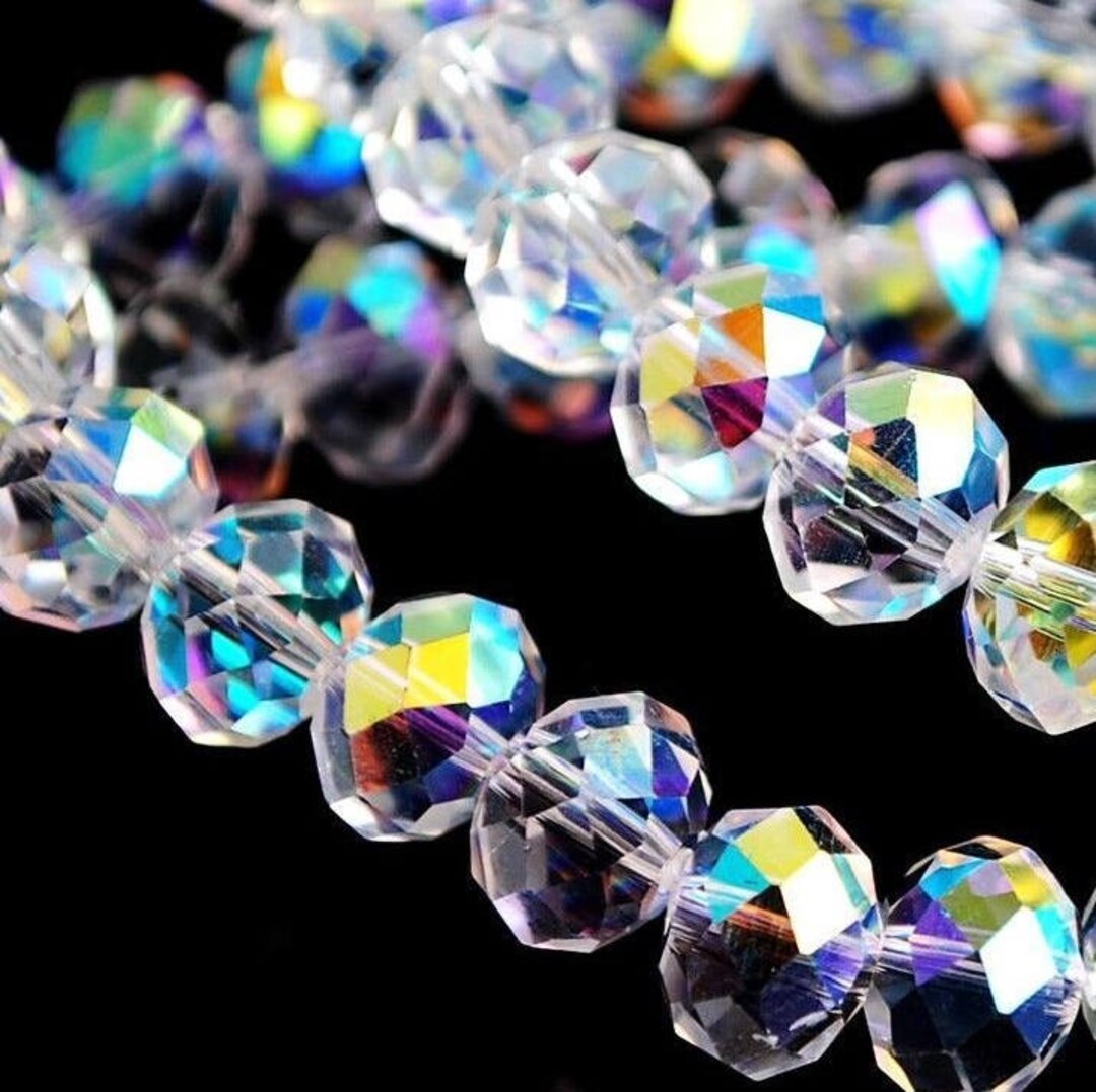 4mm Clear AB Rondelle Beads 3x4mm Crystal Rainbow Faceted Glass 4x3mm ...