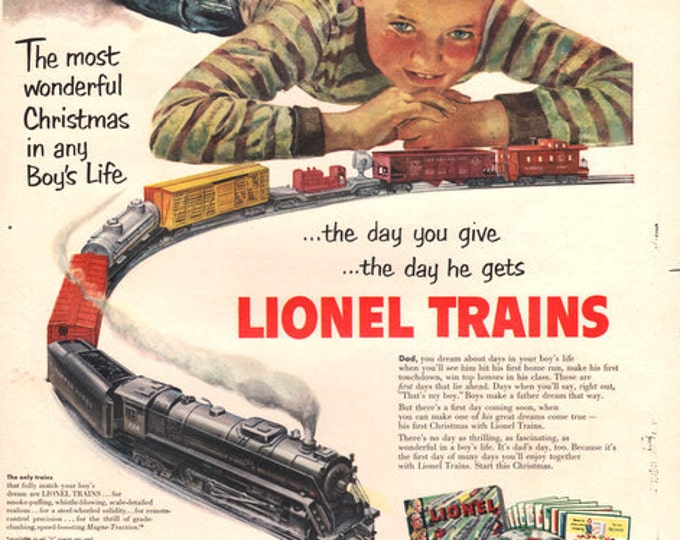 1951 Lionel Train Print Ad the Most Wonderful Christmas in Any - Etsy