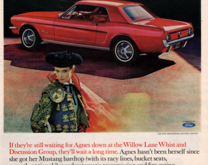 1965 Ford Mustang Hardtop Print Ad Agnes Woman Matador She - Etsy