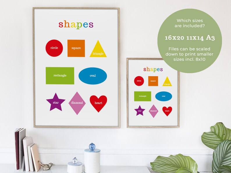 Learning Shapes Printable, Toddler Educational Poster, Preschool ...