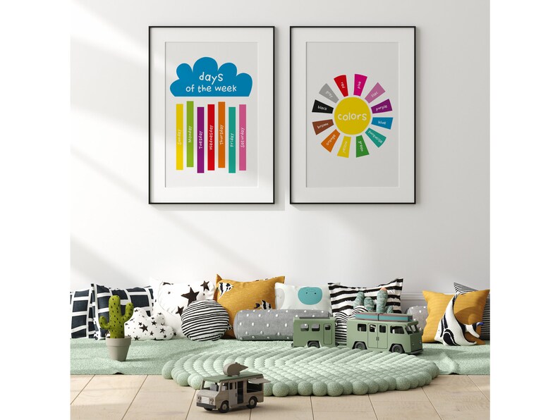 Playroom poster set printable kids educational posters | Etsy