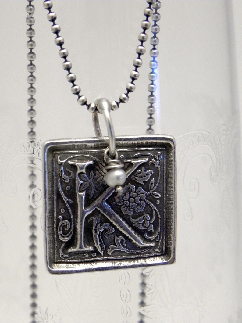 Custom Silver Initial Necklace - Etsy