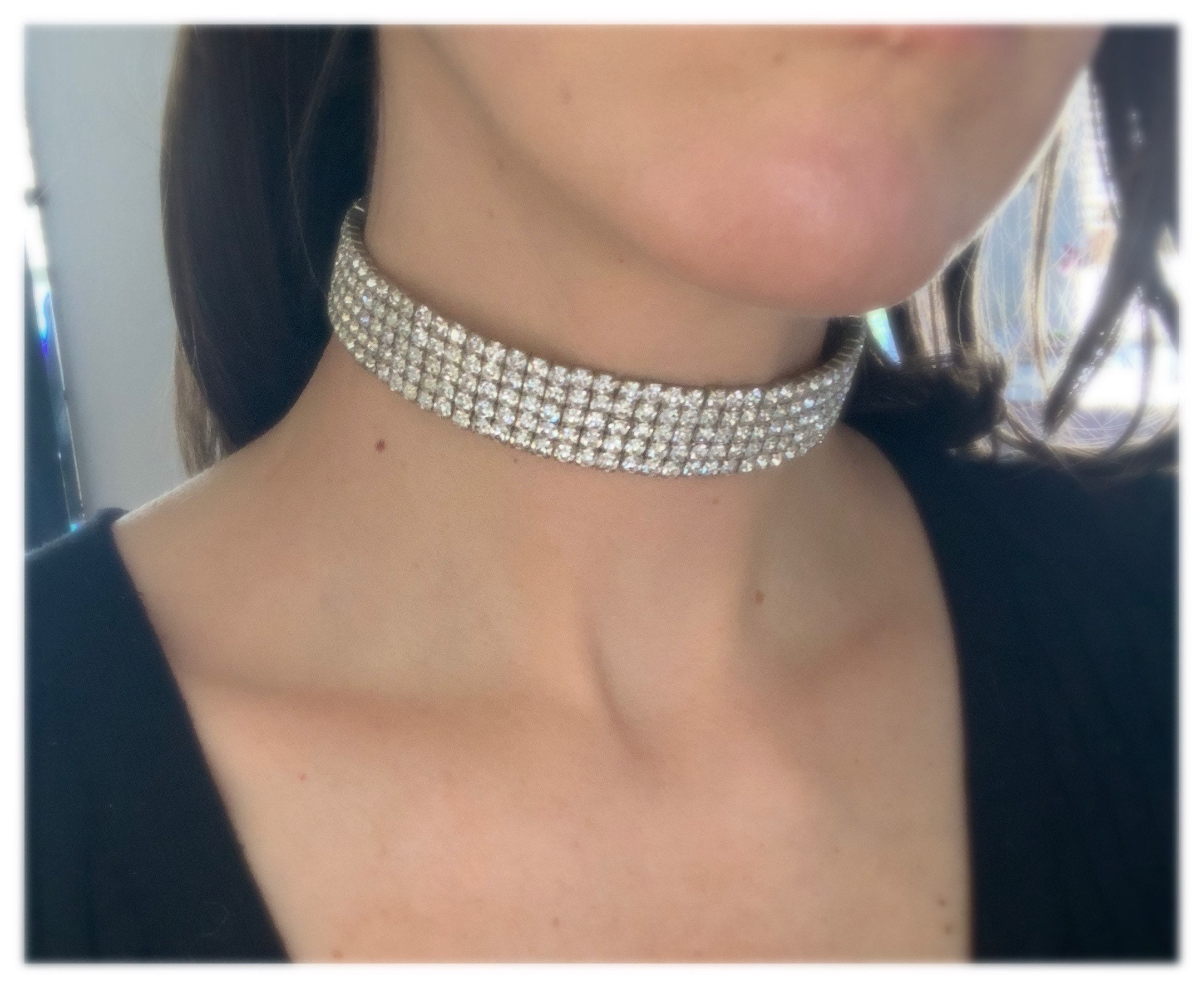 Rhinestone Choker Etsy