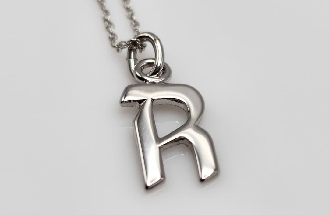 VINTAGE | RARE | Solid 925 Silver Letter R Pendant on 10K Solid White ...