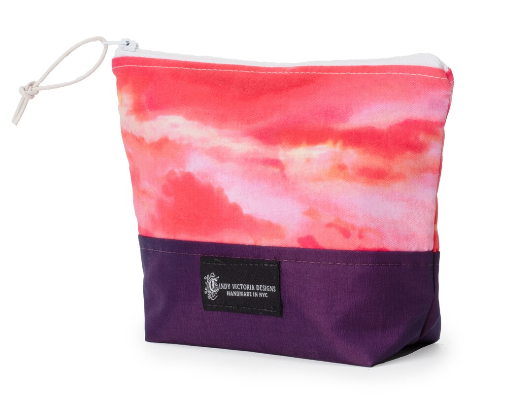 Small Zipper Pouch With Hot Pink Sunset Fabric in Purple, Tie Dye ...