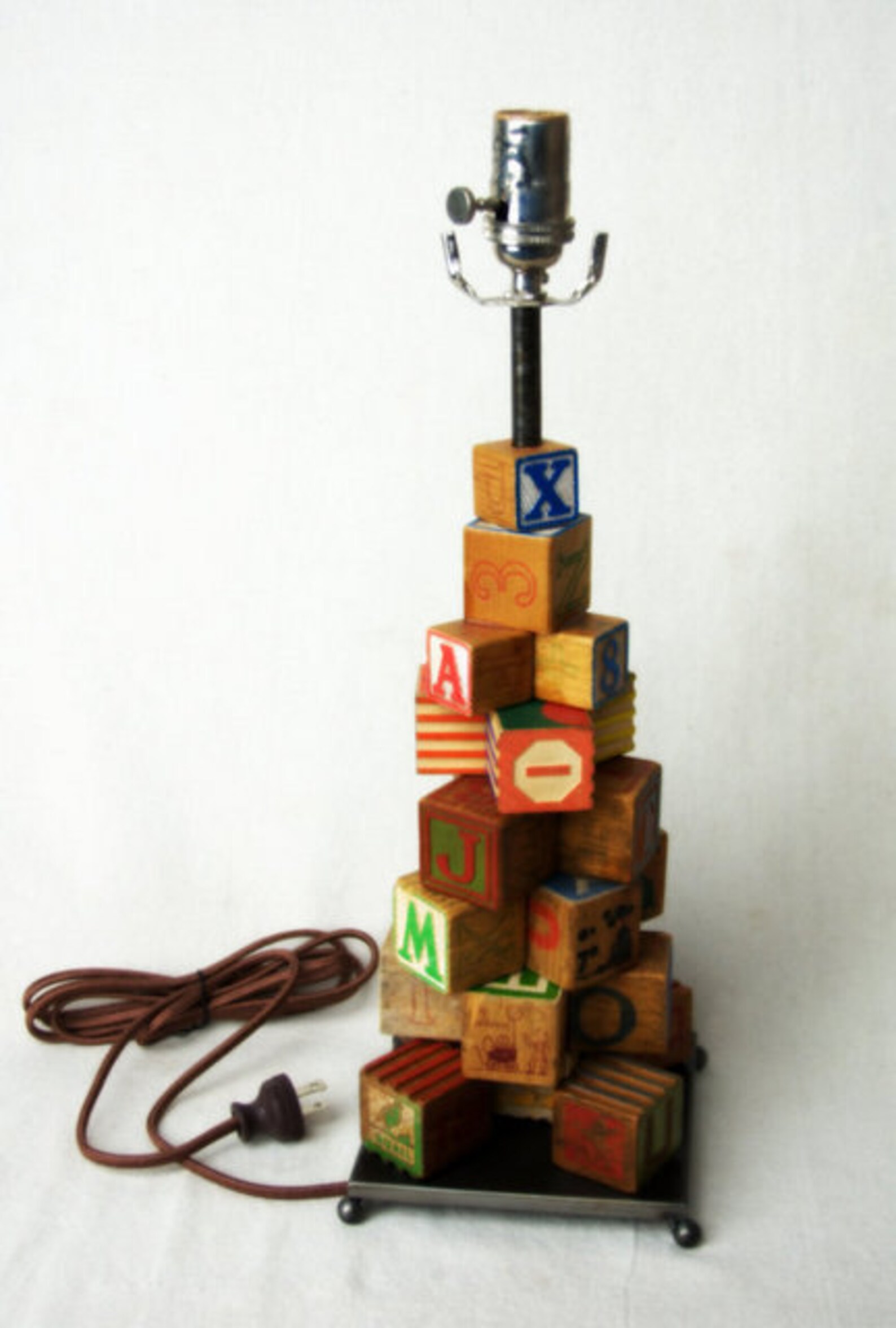 Vintage ABC Block Lamp - Etsy