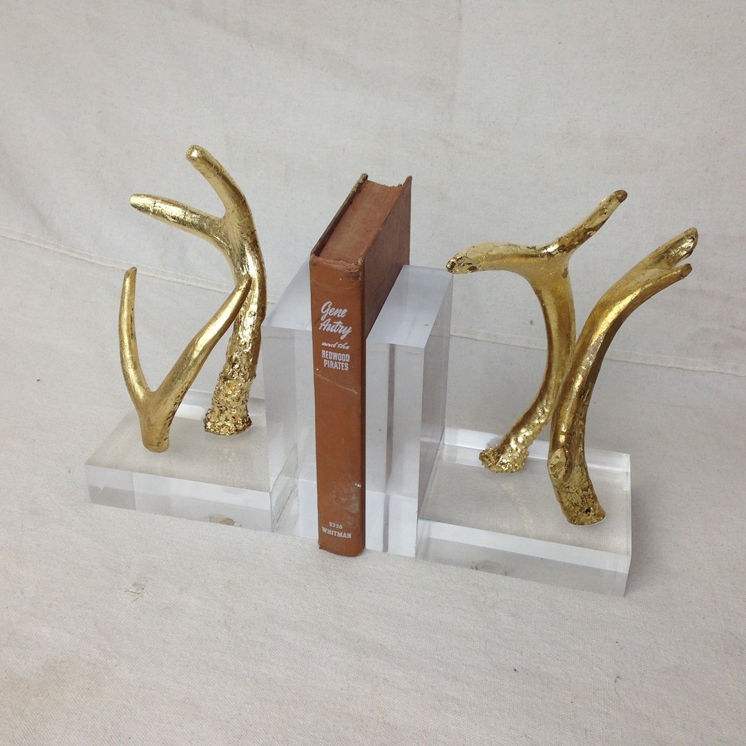 Gilt Natural Whitetail Deer Antlers Book Ends - Etsy