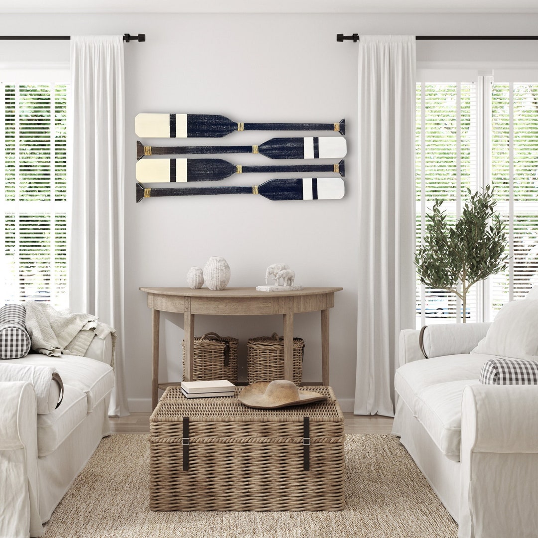 Navy Blue Handmade Boat Oars, Nautical Home Decor, Beach House Wall Art ...