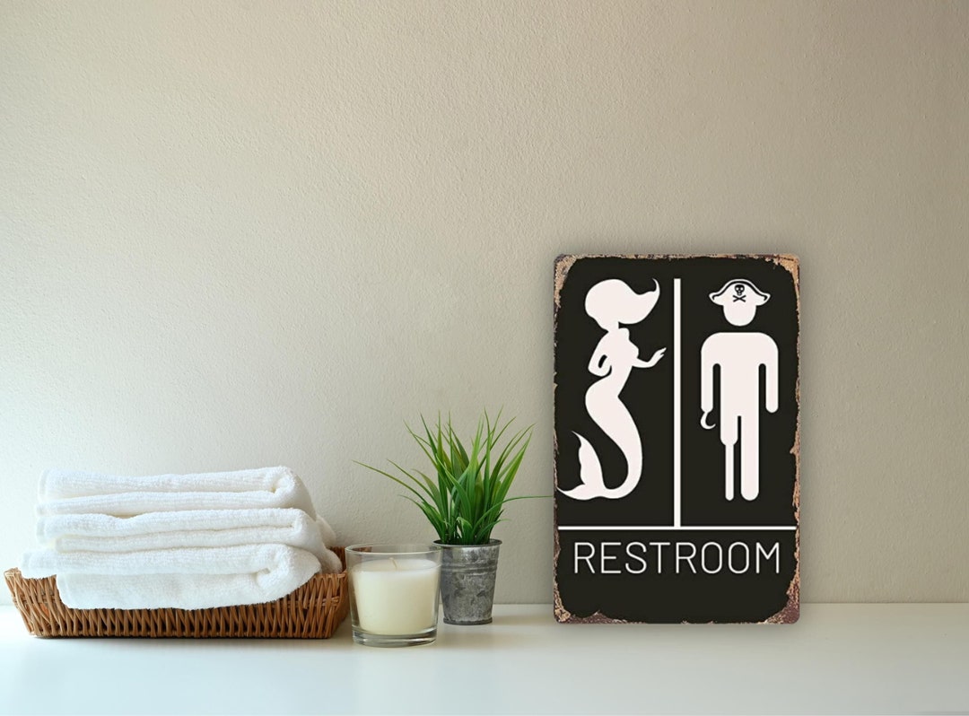 Mermaid and Pirate Restroom Sign Nautical Beach House Aesthetic Mermaid ...