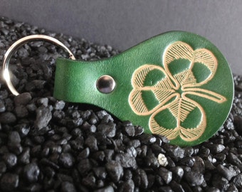 Leather Key Fob Shamrock - Etsy