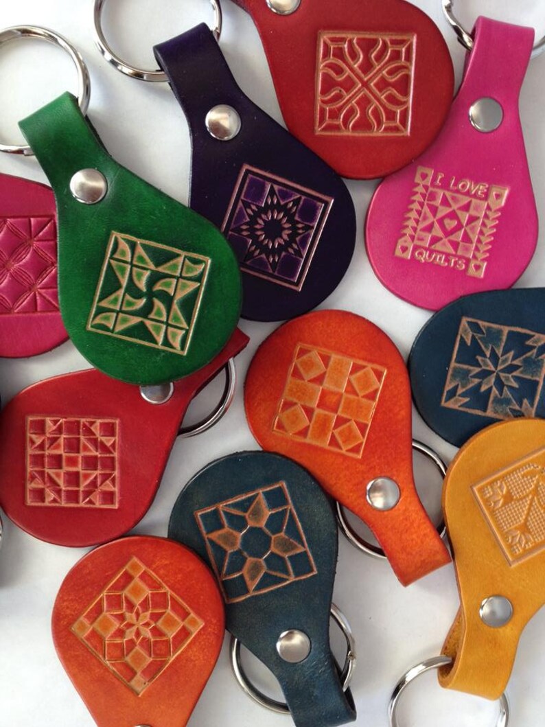 Quilt Vintage Design Leather Key Fob - Etsy