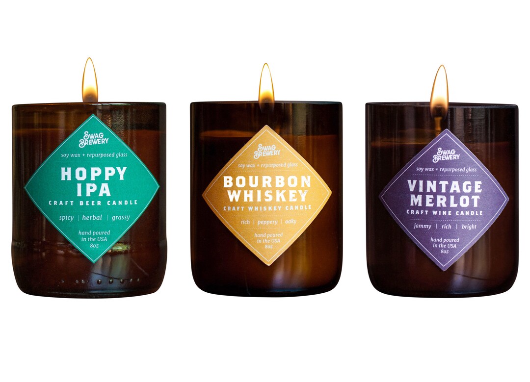 Brew Candle 3-pack (hoppy IPA + Bourbon Whiskey + Vintage Merlot) - Etsy