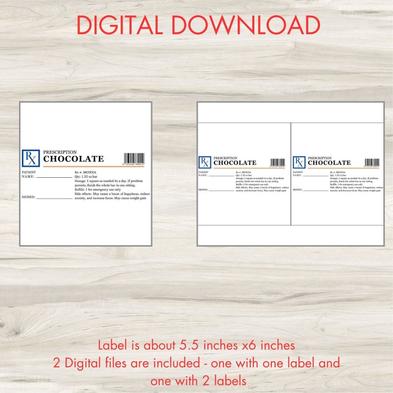 Prescription Chocolate Bar Wrapper, Novelty Chocolate Wrapper ...
